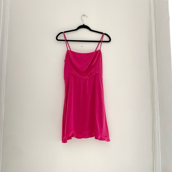Aritzia | Dresses | Aritzia Pink Silk Mini Dress | Poshmark